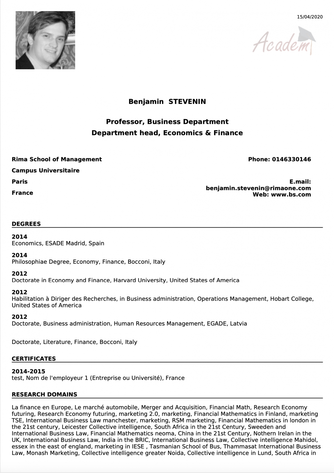 RimaOne | software editor | Faculty Management