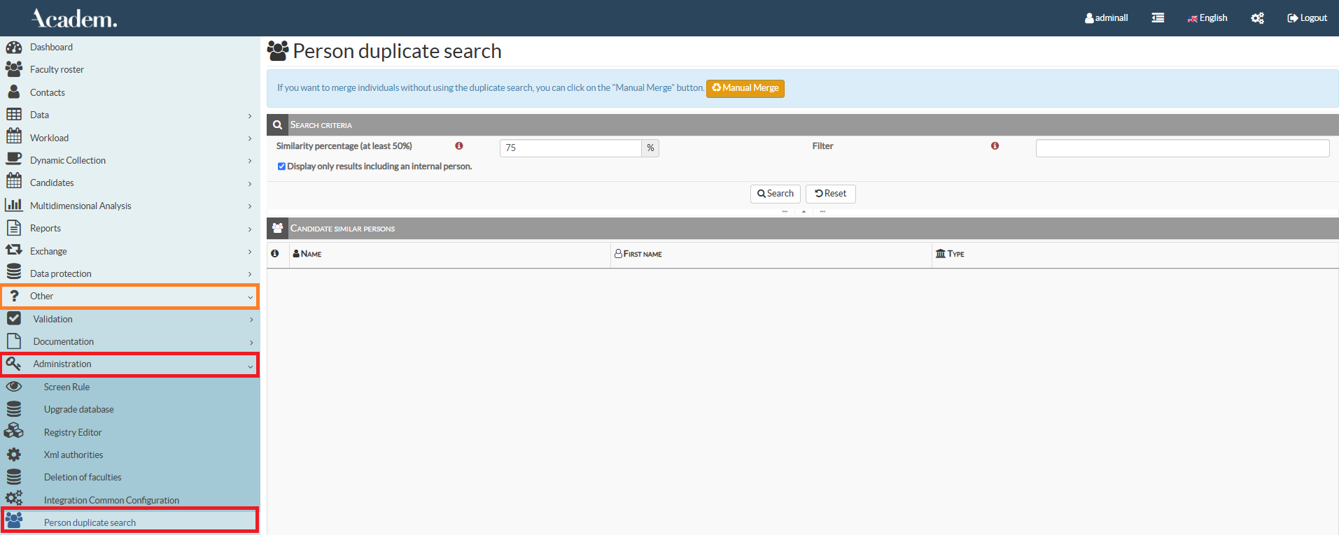 RimaOne | software editor | Merge duplicate persons